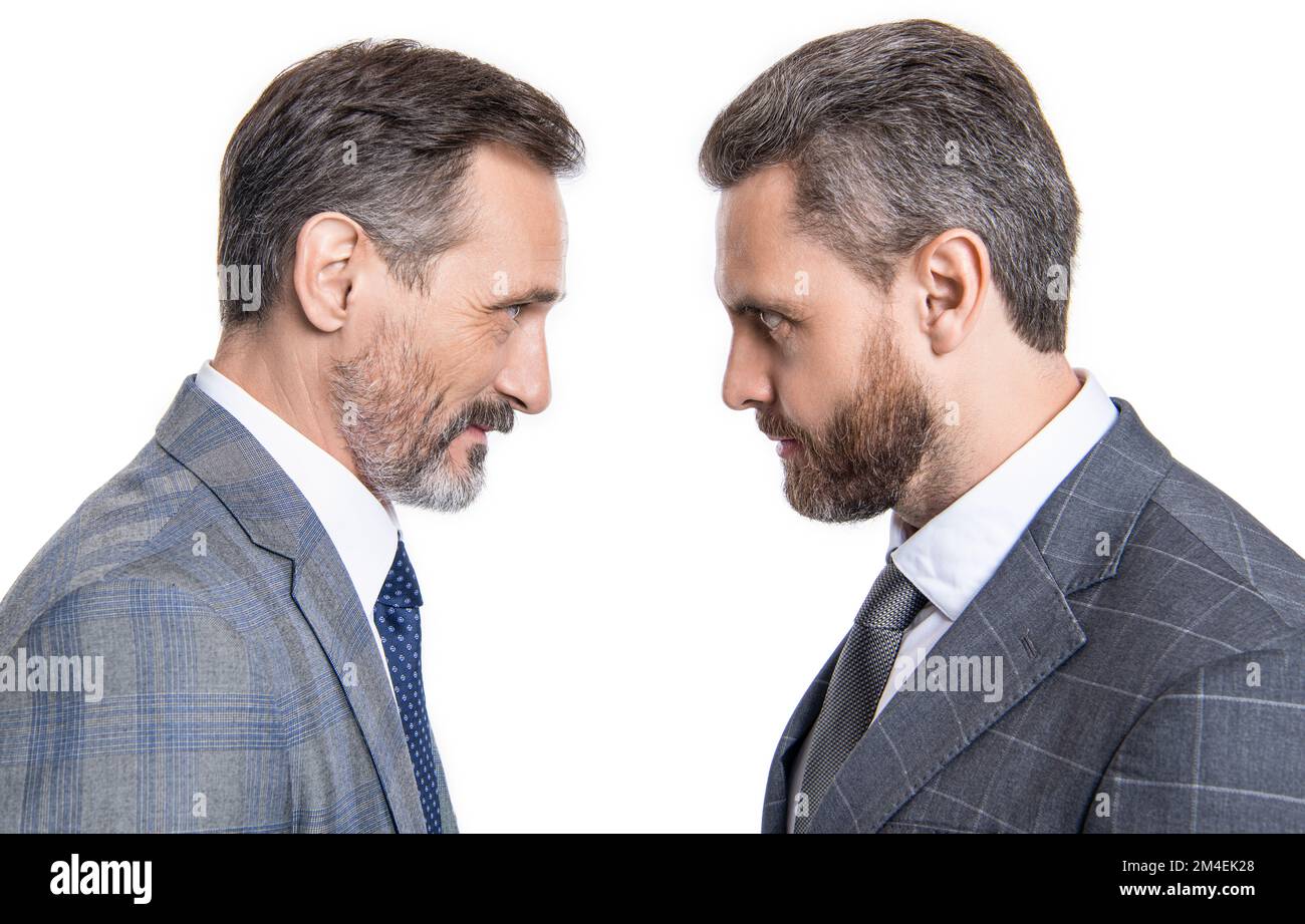 conflict of businessmen in suit. photo of businessmen has conflict look ...
