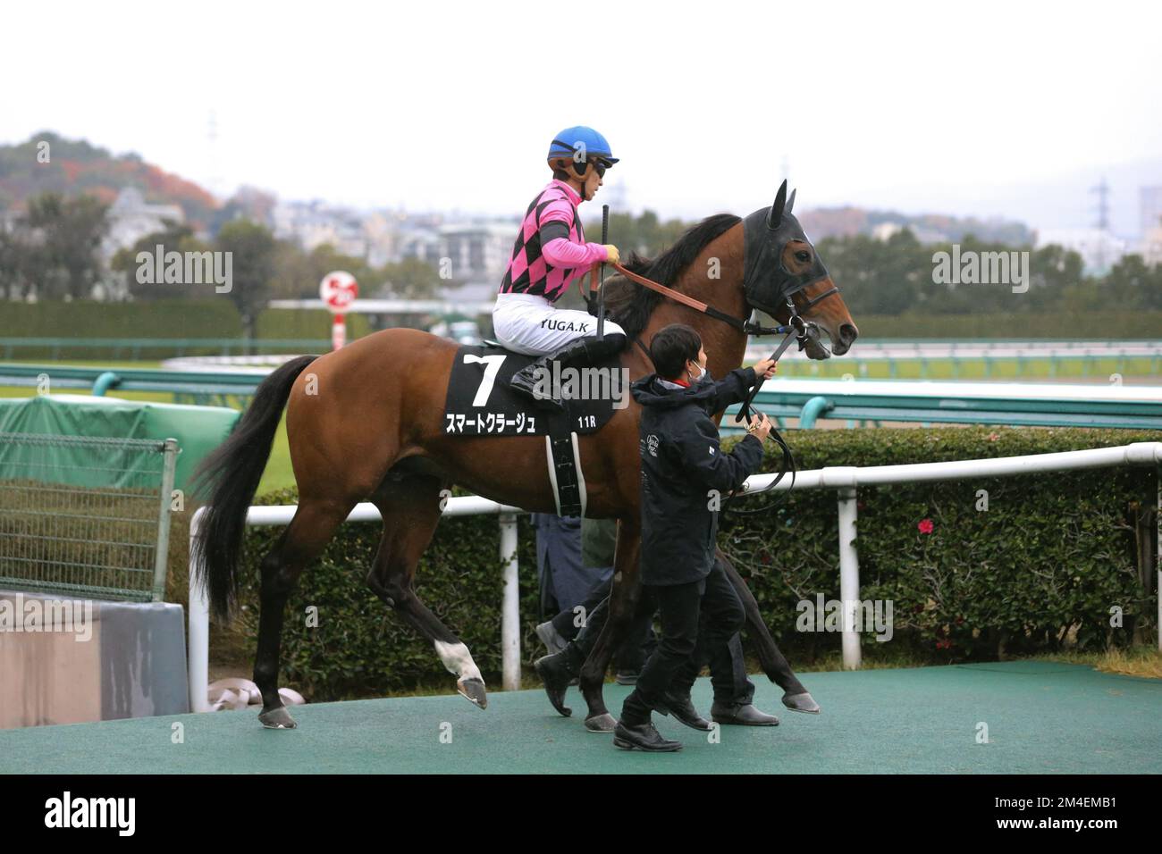 Smart Courage and Yuga Kawada before the Tanzanite Stakes at Hanshin ...