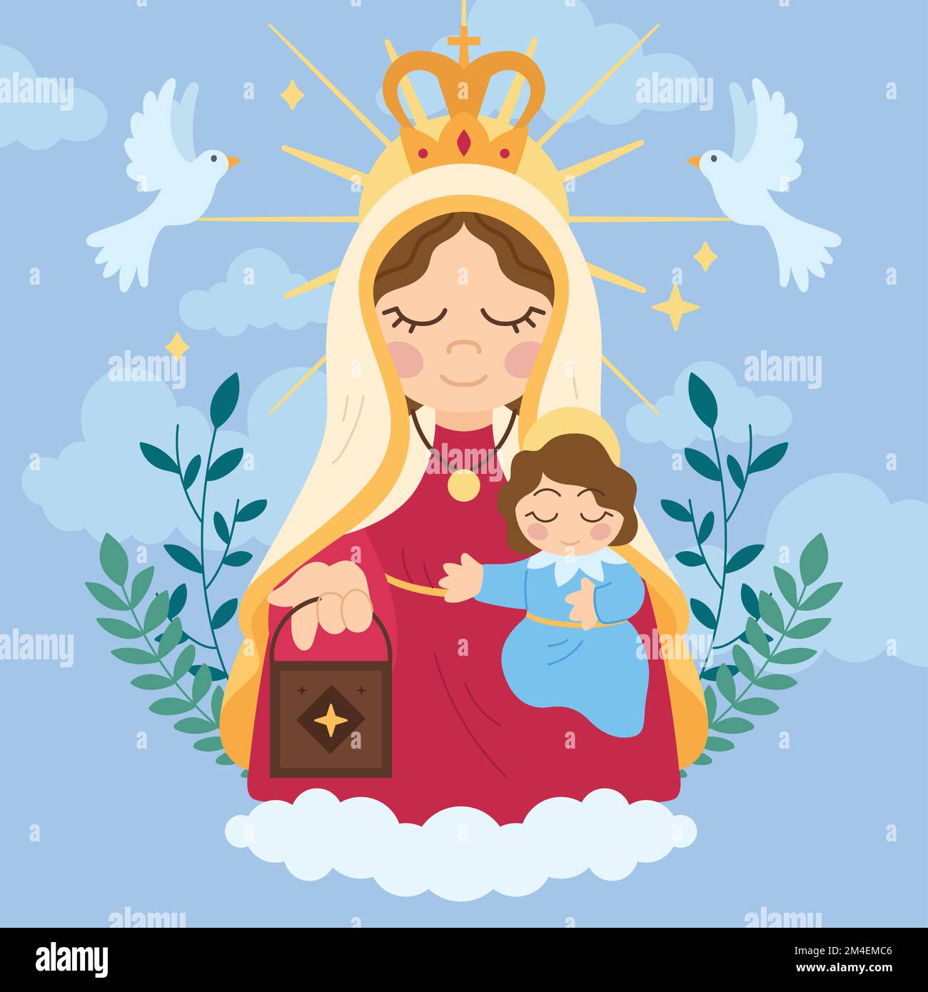 Isolated cute virgin mary character Vector Stock Vector Image & Art - Alamy