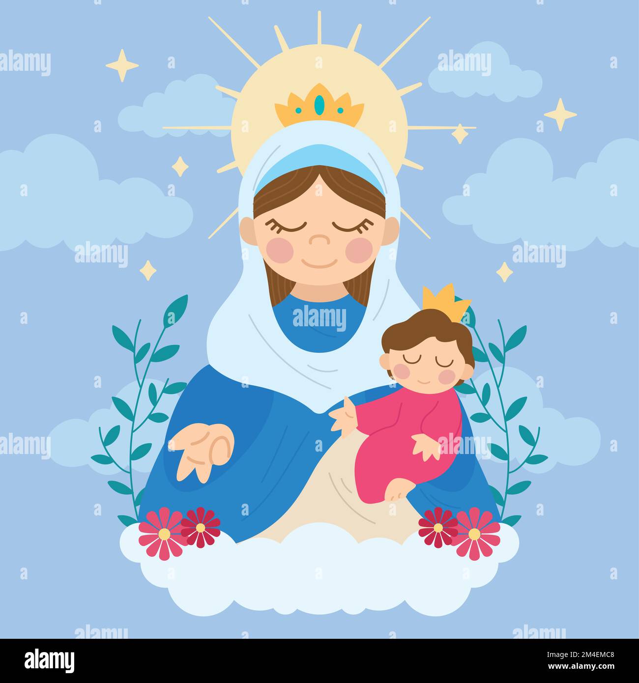 Isolated cute virgin mary character Vector Stock Vector Image & Art - Alamy