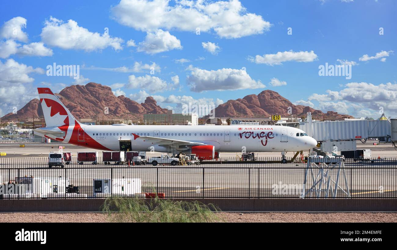 Phoenix, AZ, USA - December 20, 2022: Air Canada Airbus A321 at a gate ...