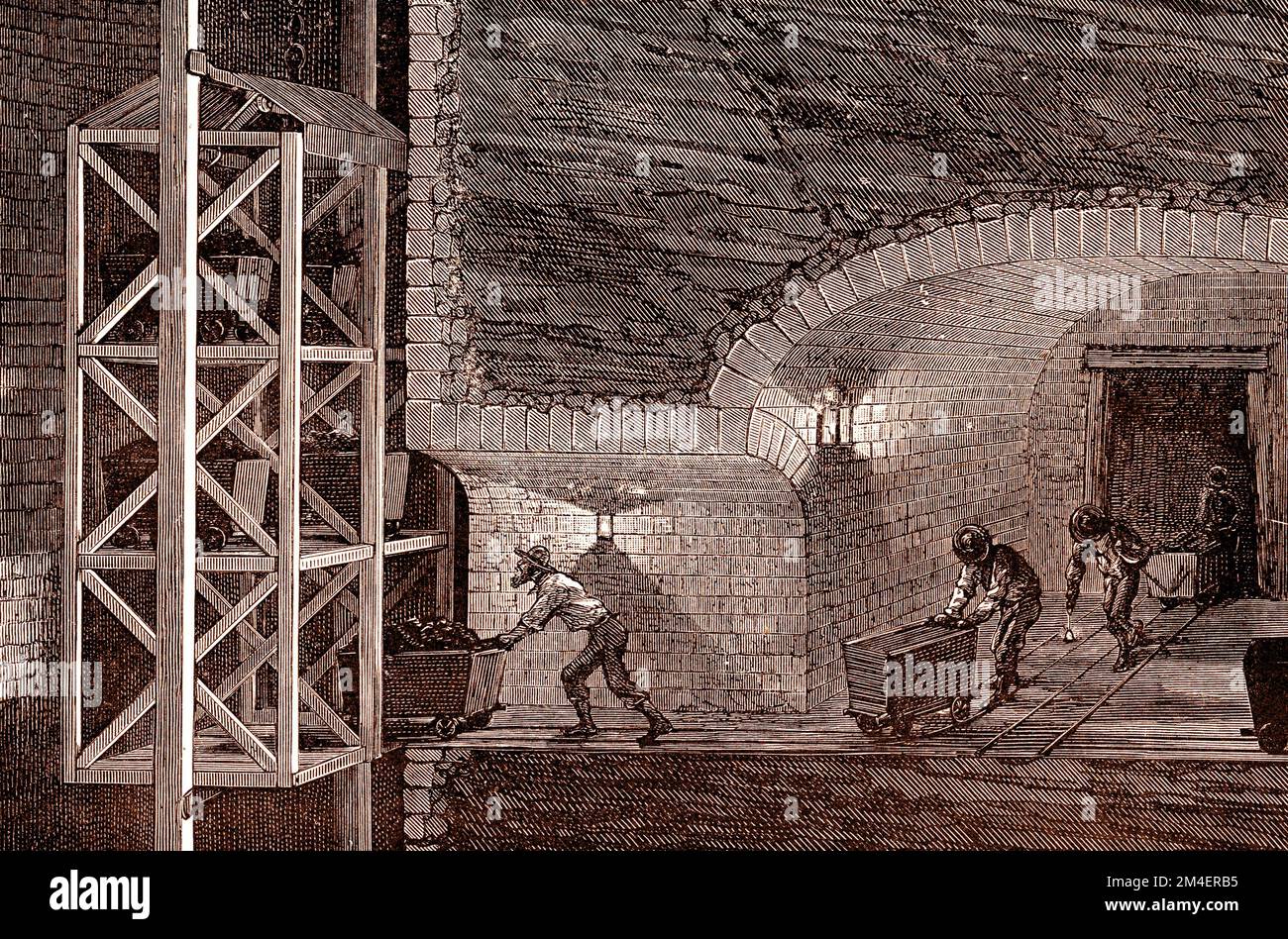 Loading coal into lift, 19th century illustration Stock Photo - Alamy