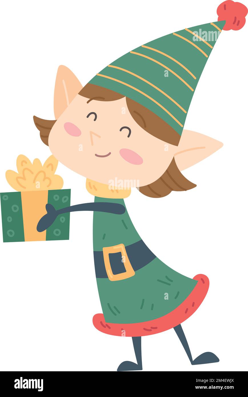 ISolated elf cartoon kawiaii Christmas character Vector Stock Vector ...