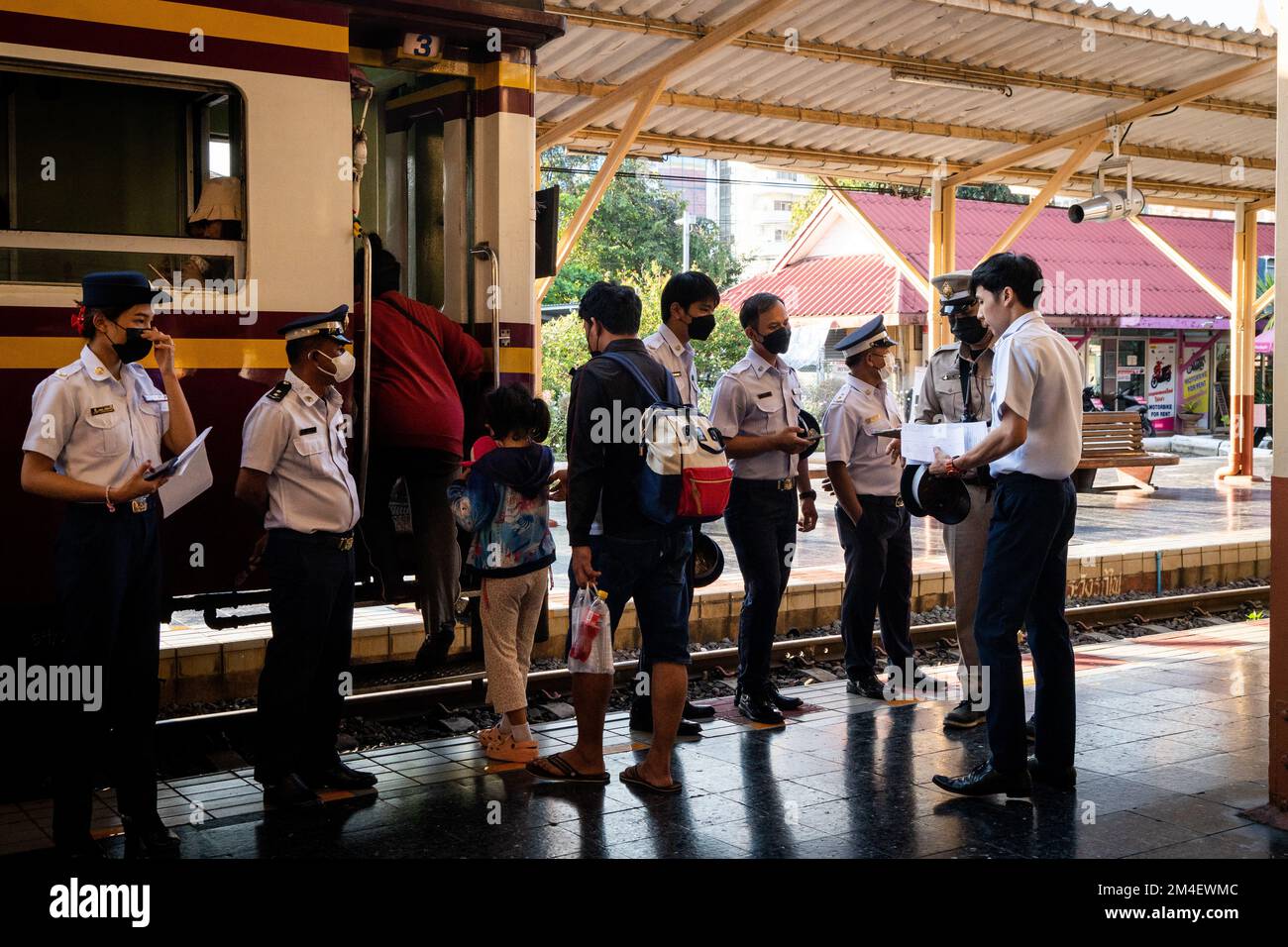 Train conductors and staff are given a safetey briefing before ...