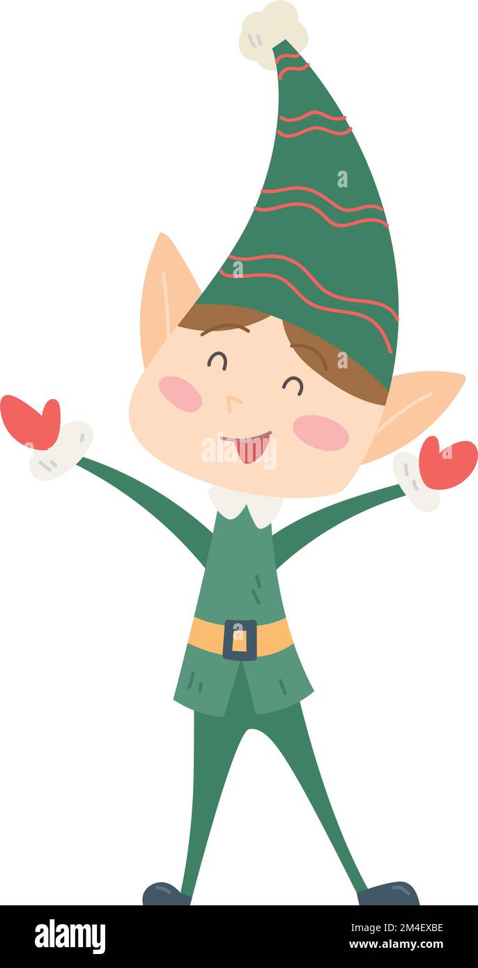 ISolated elf cartoon kawiaii Christmas character Vector Stock Vector ...