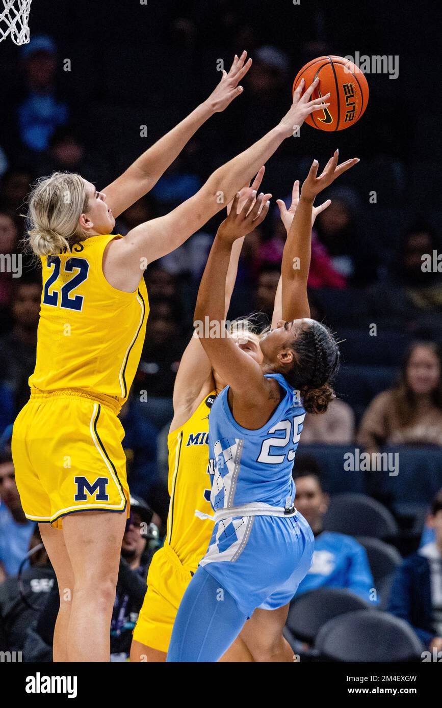 December 20, 2022: Michigan Wolverines forward Chyra Evans (22) blocks ...