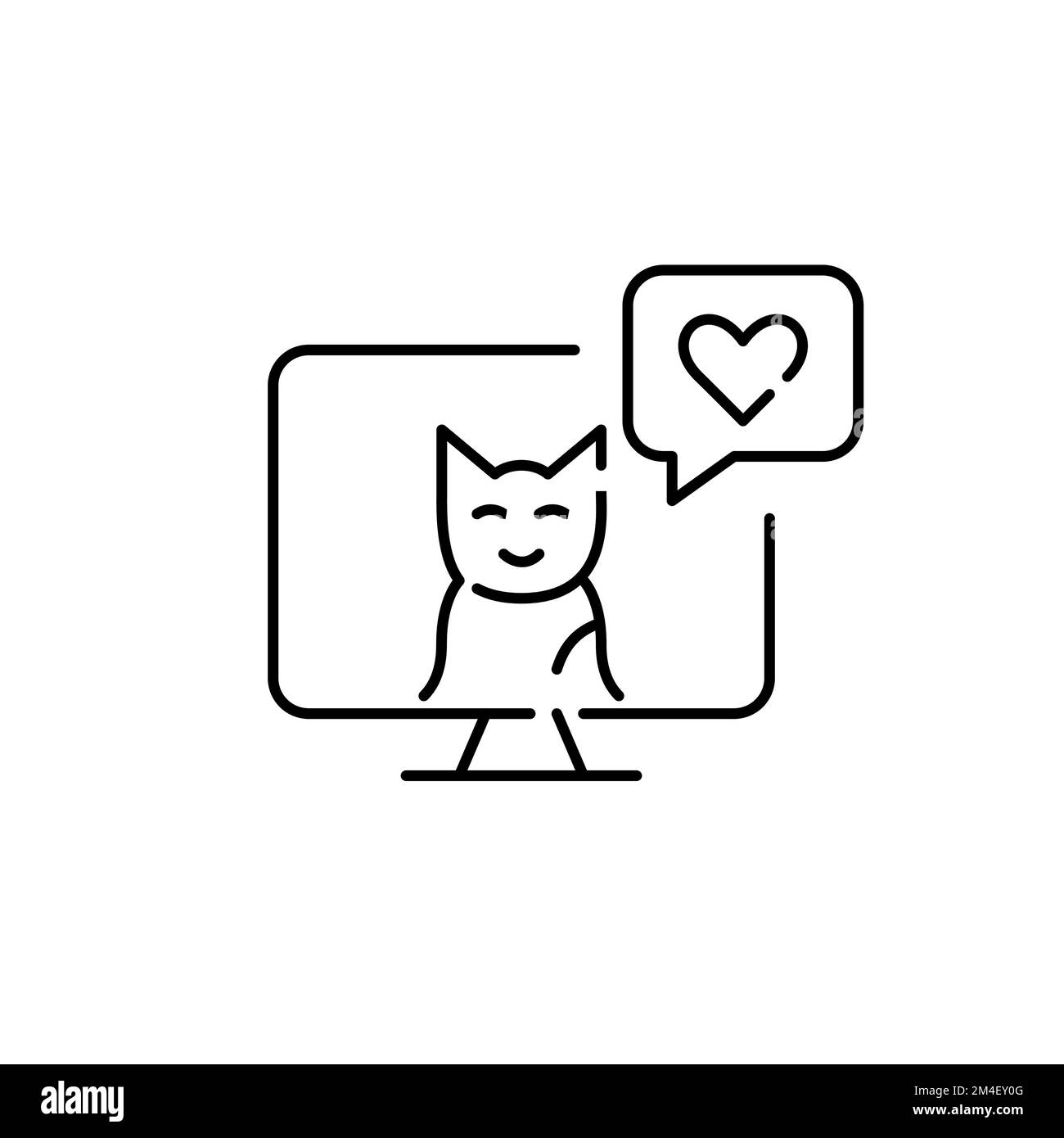 Cat user giving a like feedback. Pixel perfect, editable stroke line ...