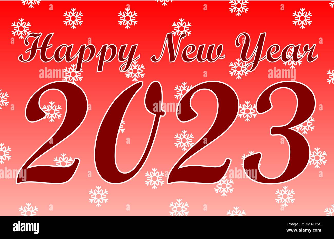 Happy new year, Happy new year 2023 card, snowflakes, red gradient ...