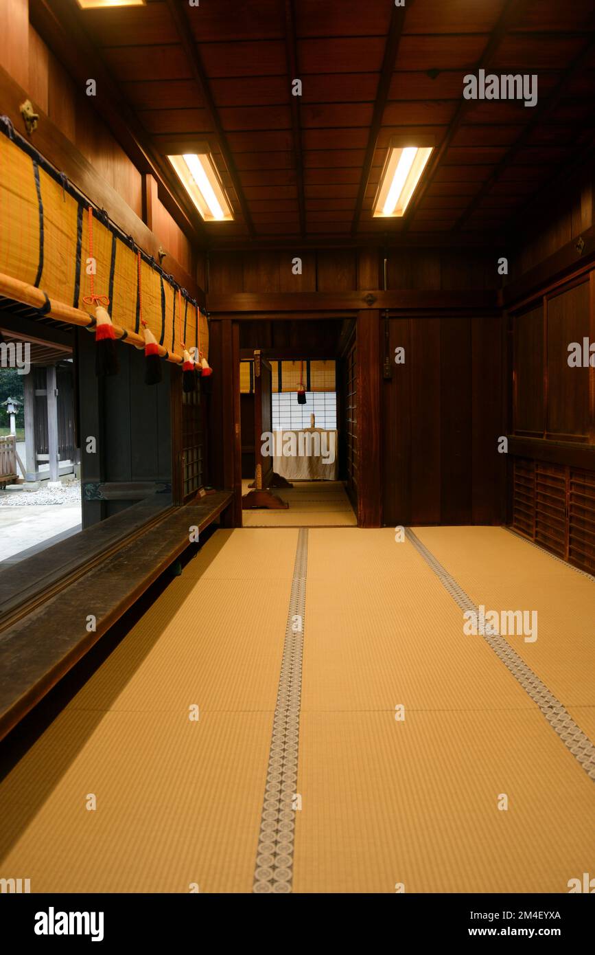 A traditional Japanese wooden house with tatami floor. Meiji Shrine ...