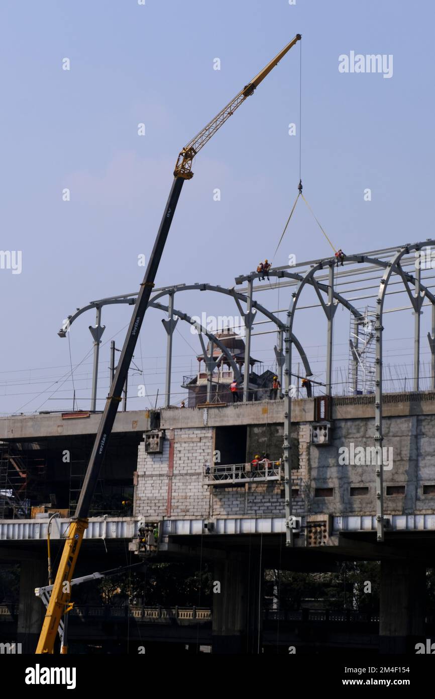 17 December 2022, Pune, India, Construction of Pune metro bridge for ...
