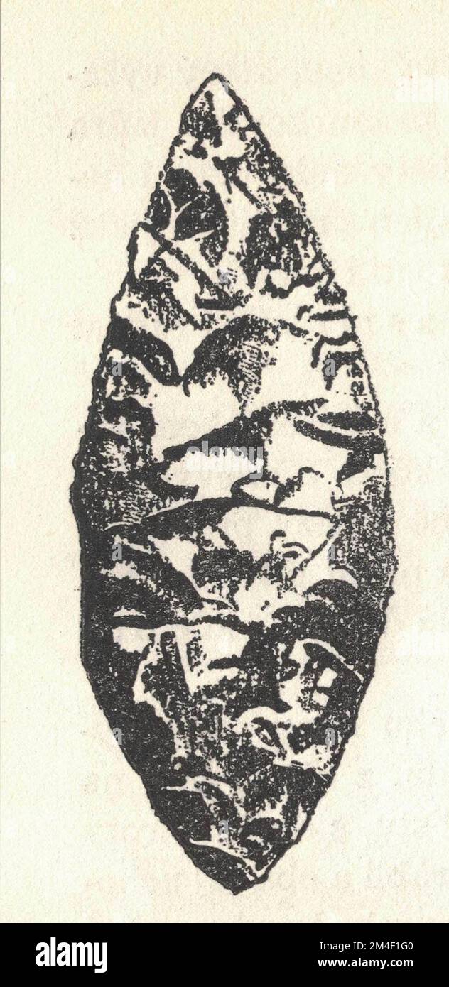 The prehistoric fist wedge. Old black and white illustration. Vintage ...