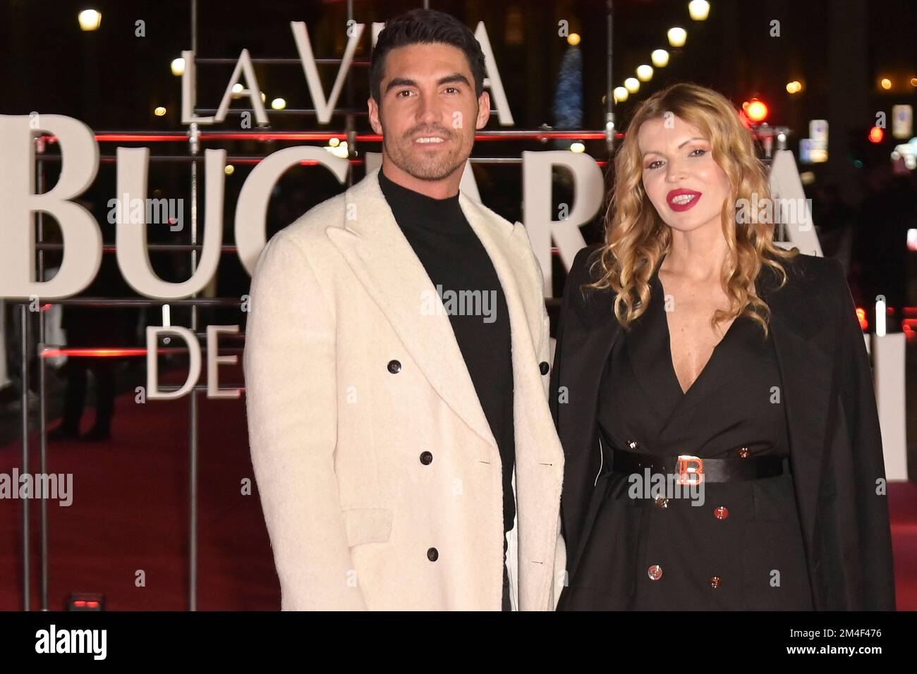 Cristiano Di Luzio (l) and Rita Rusic (r) attend the red carpet of new ...