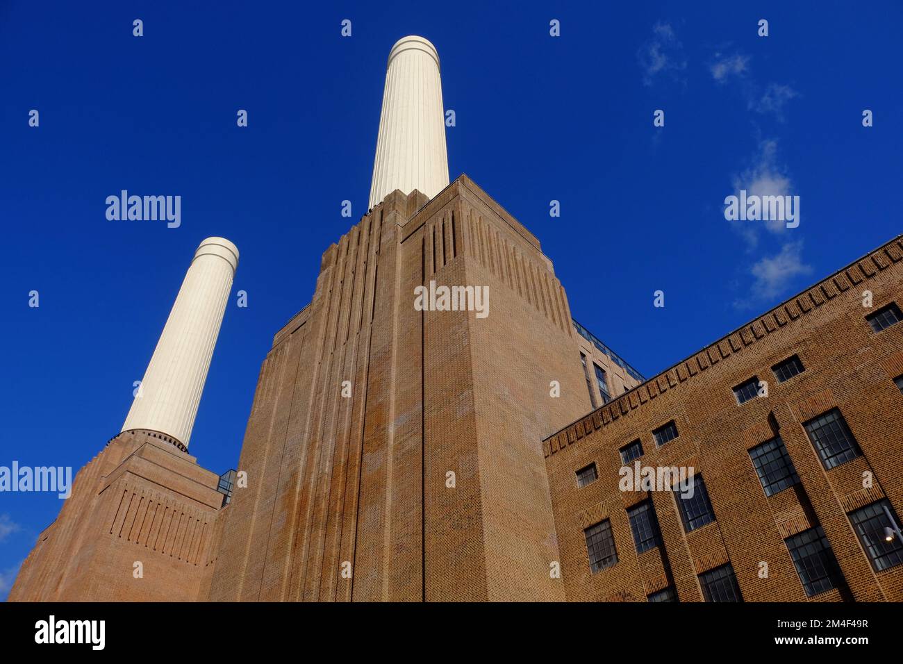 Battersea: Bright white chimneys of recently refurbished brick ...