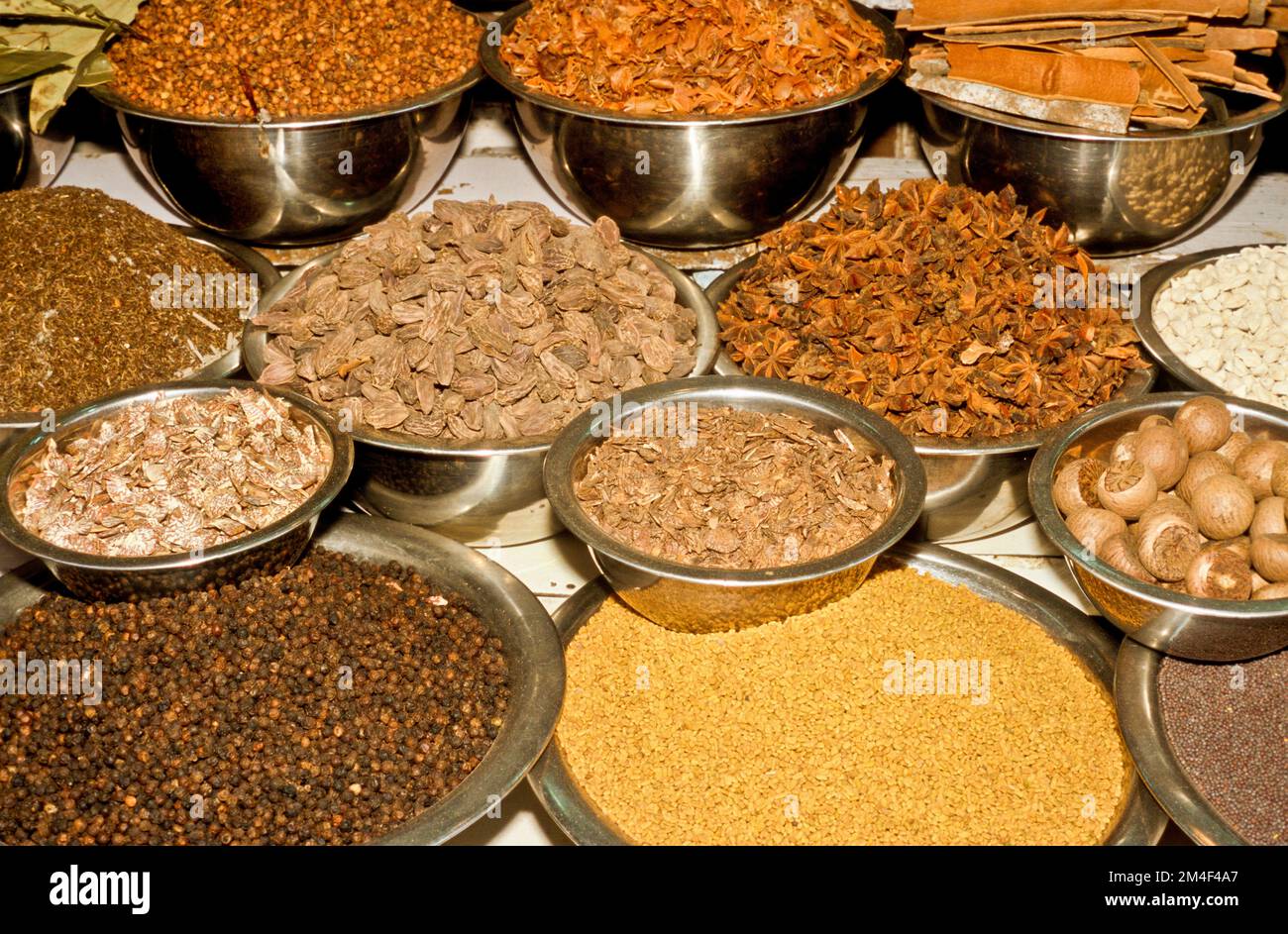 Spices and herbs, Indias valuable goods, sold in the streets of New ...