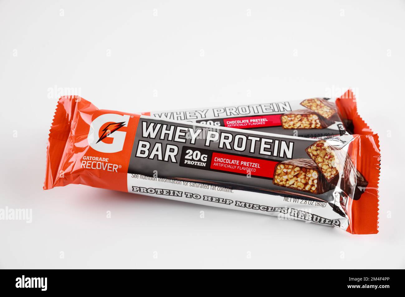 Recovery chocolate bars with Gatorade whey protein Stock Photo - Alamy