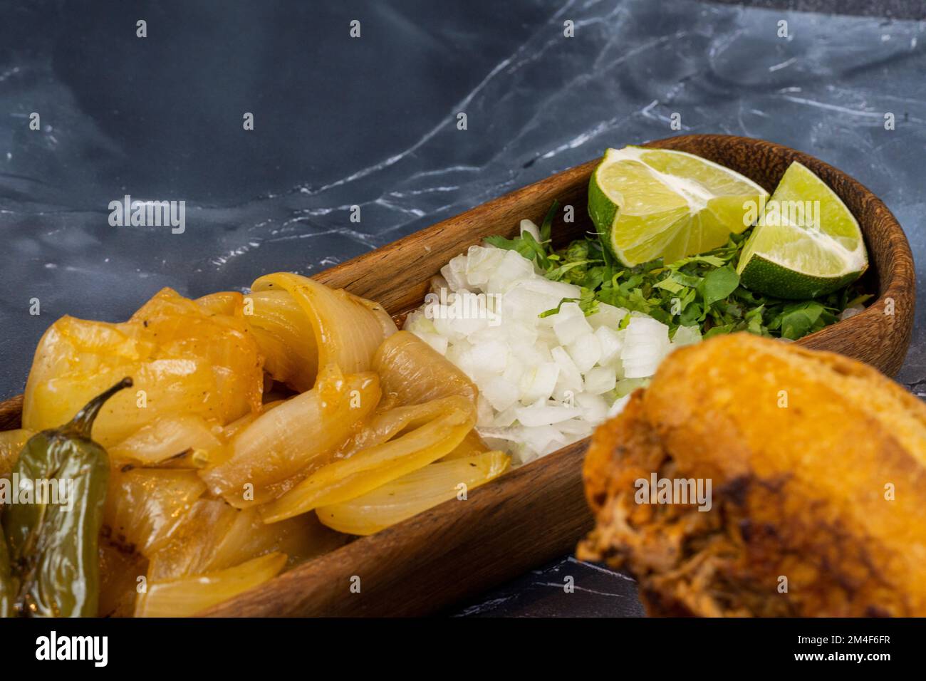 chile and roasted onion, chopped red onion with cilantro, torta ahogada ...