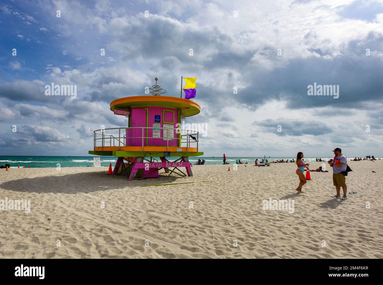 Colorful South Beach, Miami lifeguard shack on the beach in Miami ...