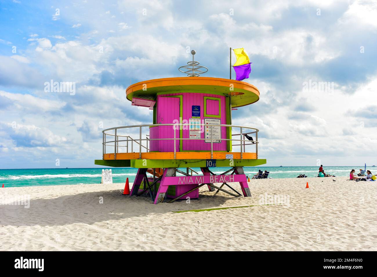 Colorful South Beach, Miami lifeguard shack on the beach in Miami ...