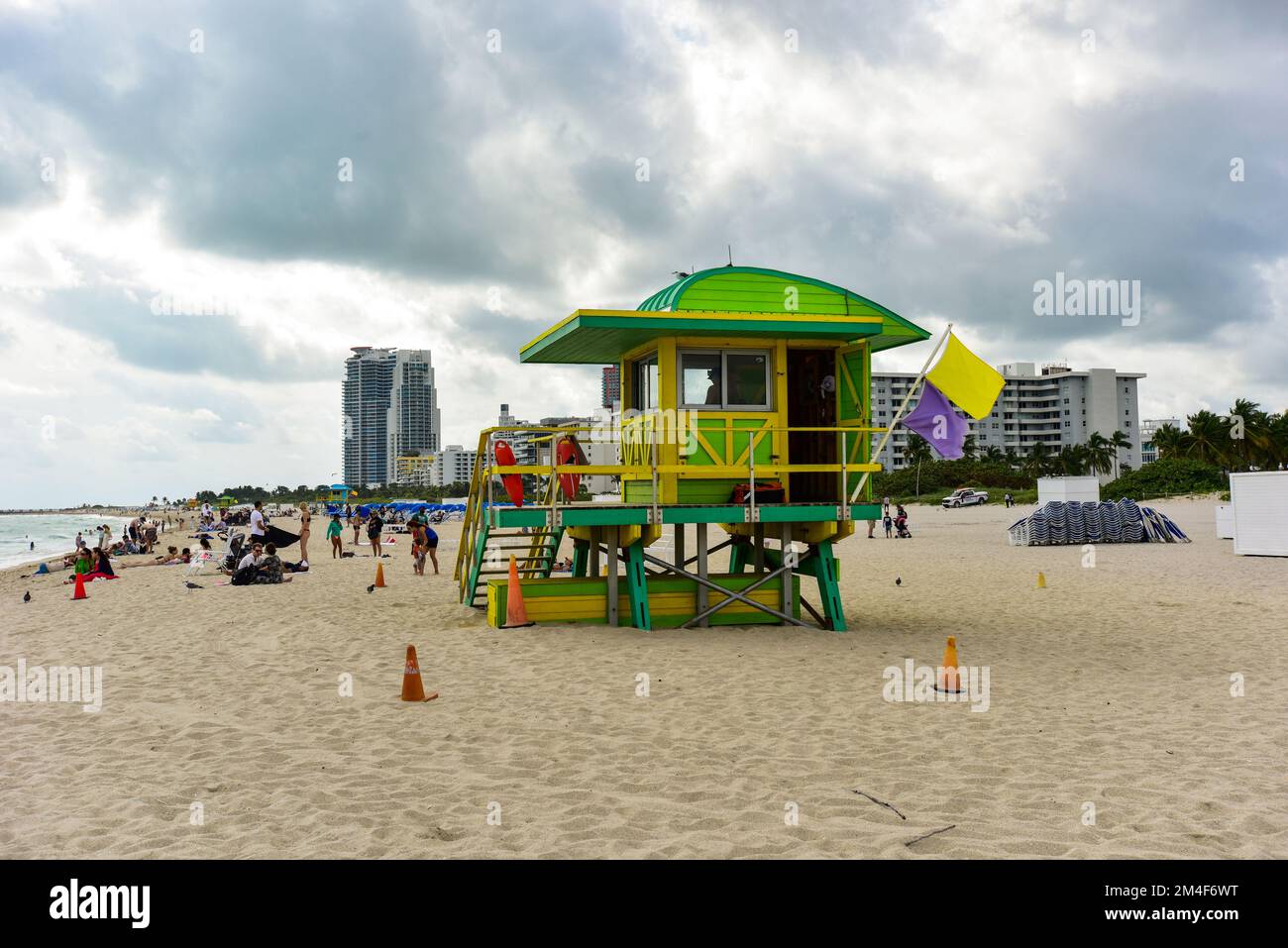 Colorful South Beach, Miami lifeguard shack on the beach in Miami ...