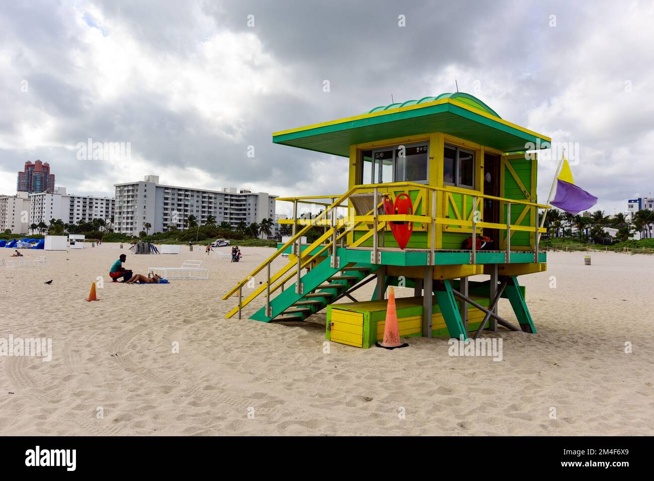 Colorful South Beach, Miami lifeguard shack on the beach in Miami ...