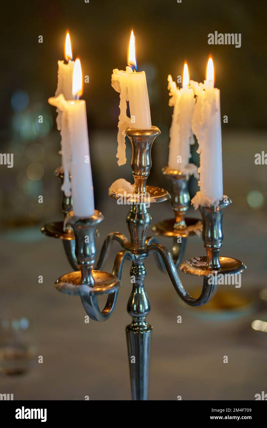 Antique candelabrum with five candles Stock Photo - Alamy
