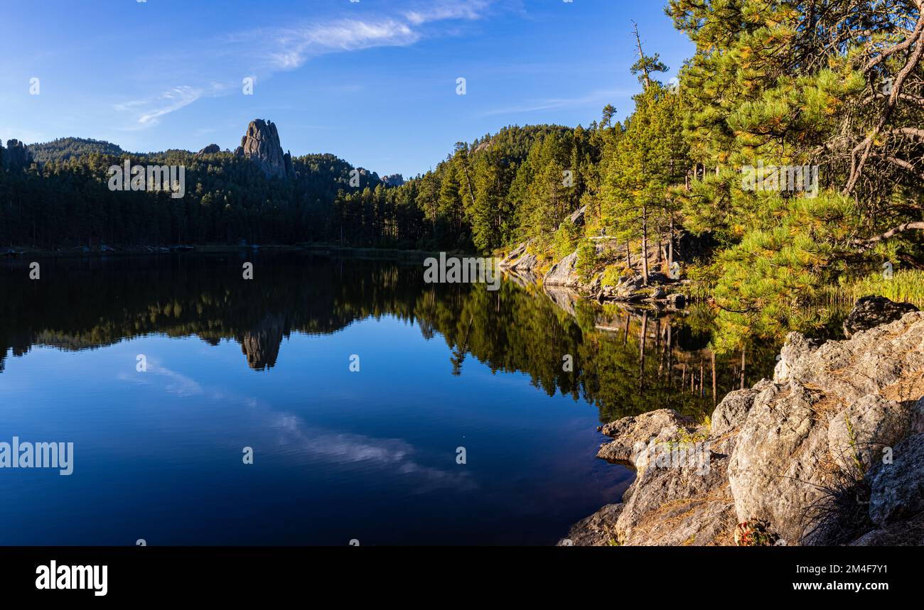 Black Elk Peak Reflecting on Horsethief Lake, Custer State Park, South ...