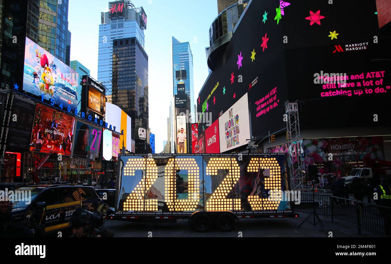 New years eve numerals 2023 arrive in Times Square on December 20, 2022 ...