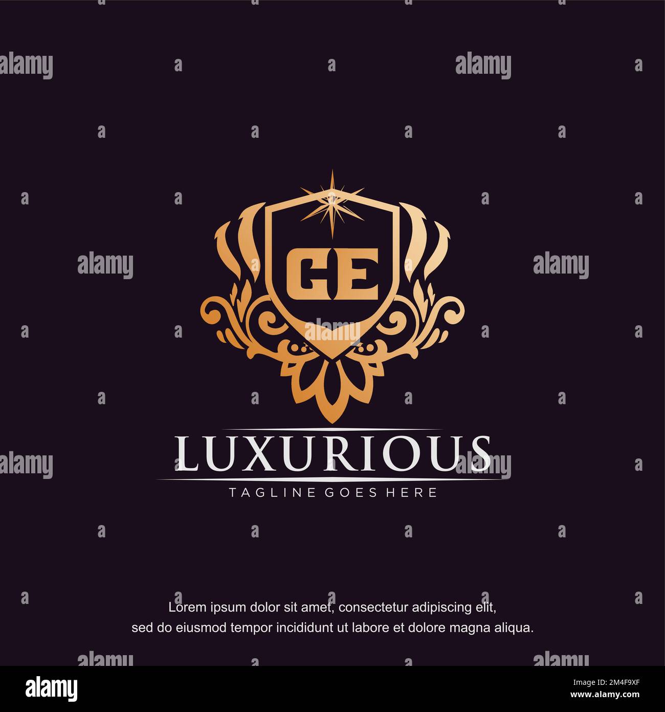 CE initial letter luxury ornament gold monogram logo template vector ...