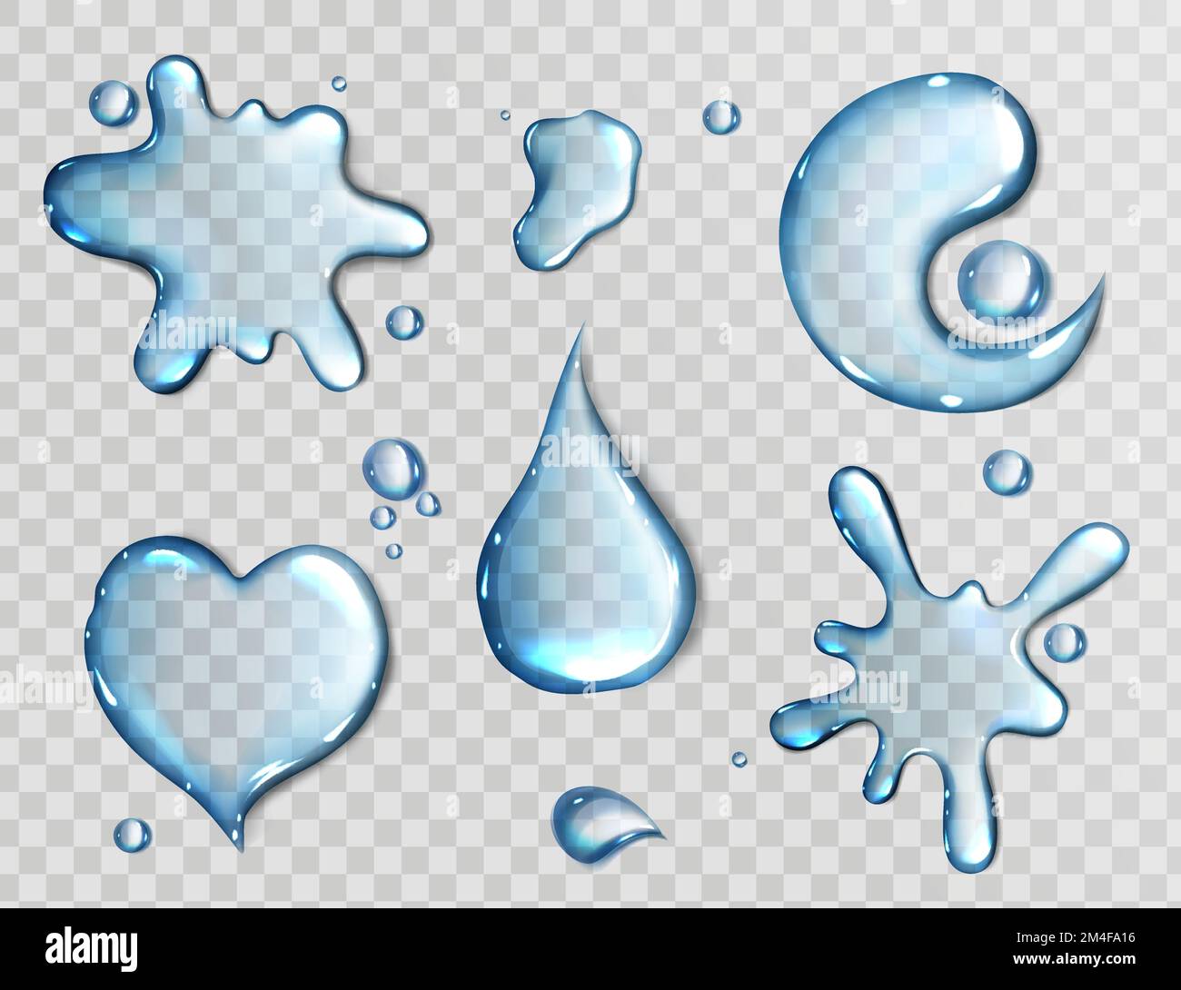 Water spills isolated on transparent background. Vector realistic set ...