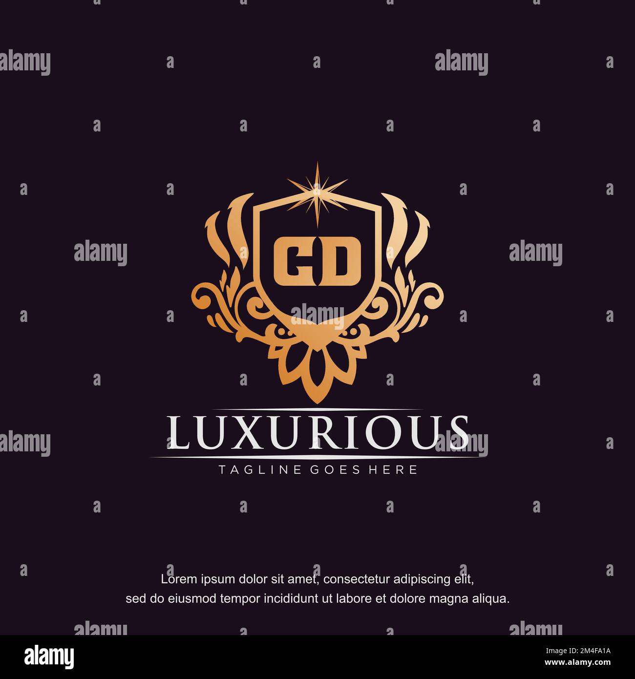 CD initial letter luxury ornament gold monogram logo template vector ...