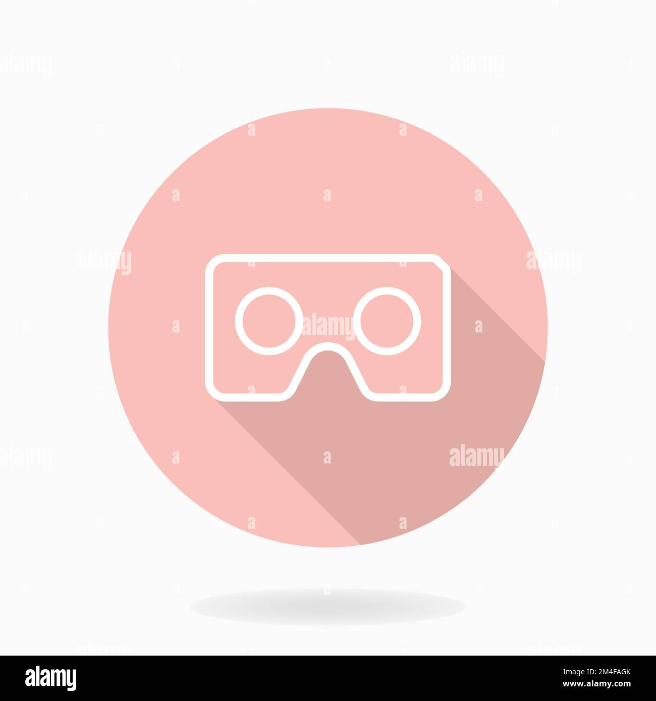 Pink vector icon with VR logo in circle. Flat design with long shadow ...