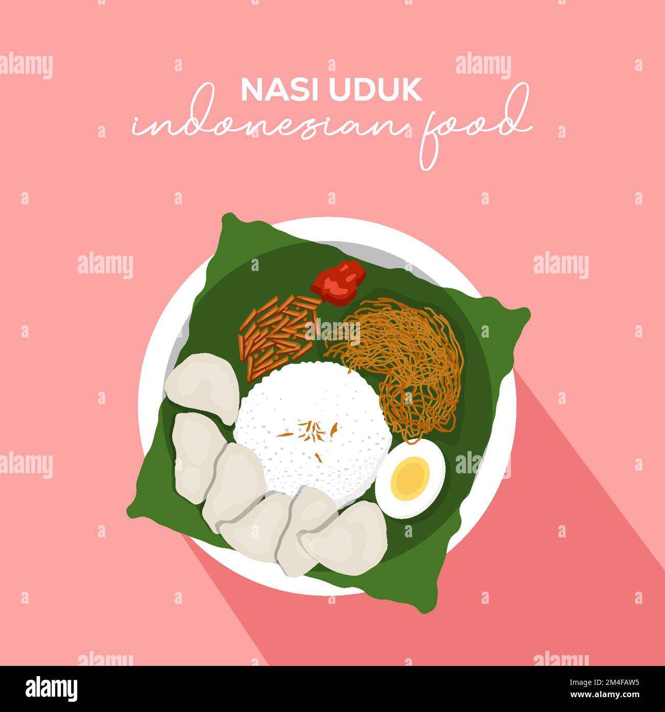 flat design indonesian food nasi uduk vector illustration Stock Vector ...