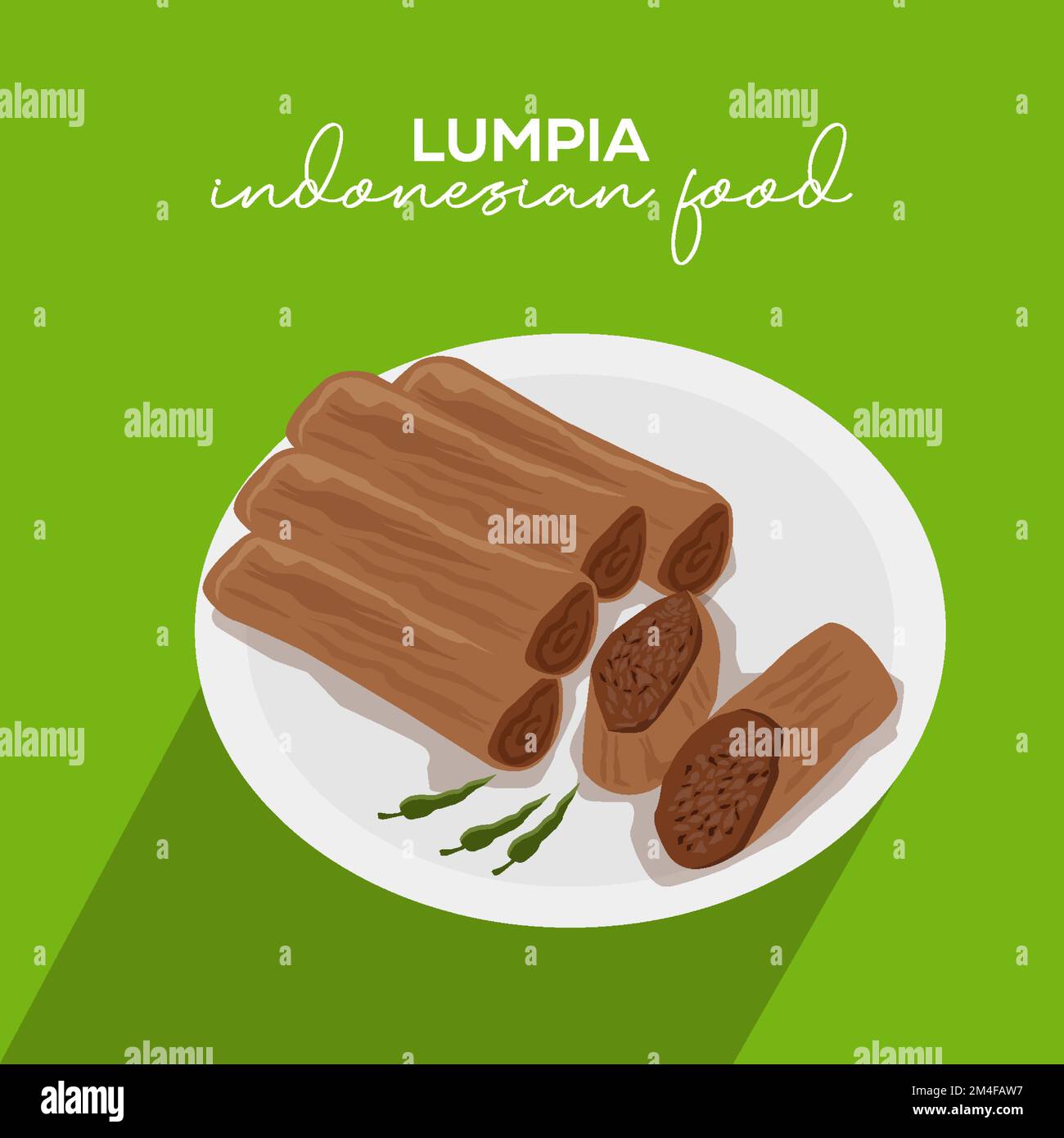 Indonesian food lumpia illustration in flat style Stock Vector Image ...
