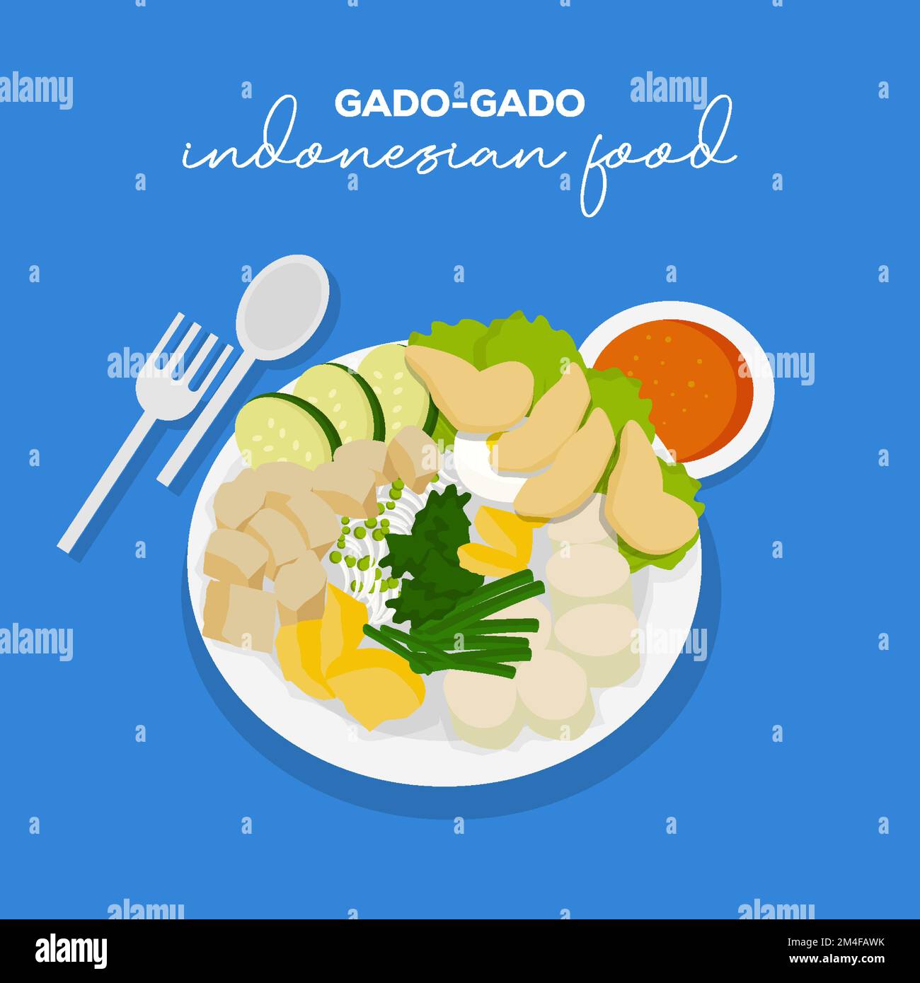 flat design Indonesian food gado-gado illustration Stock Vector Image ...