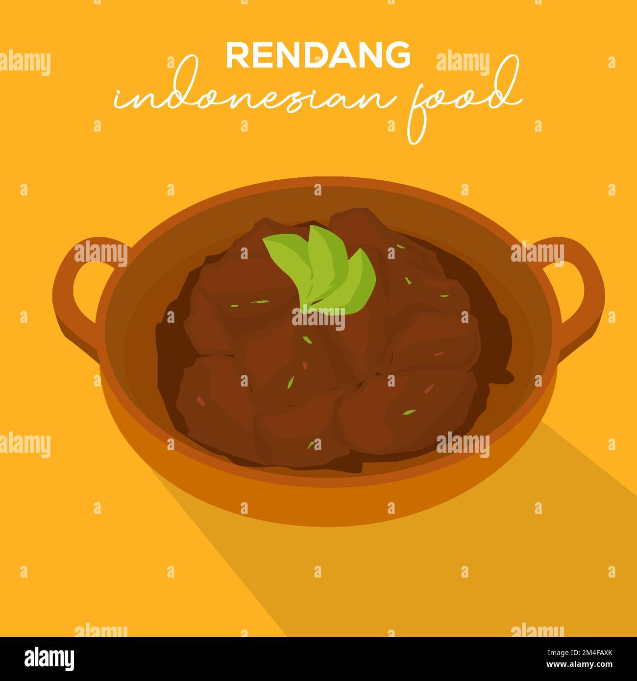 flat design indonesian food rendang illustration Stock Vector Image ...