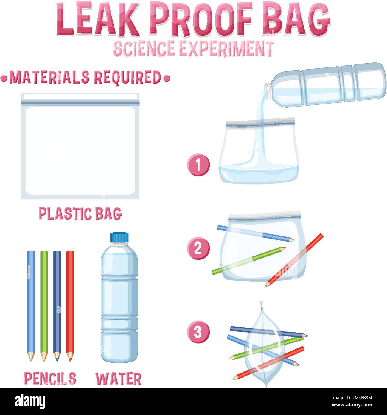 Leak proof bag science experiment illustration Stock Vector Image & Art ...