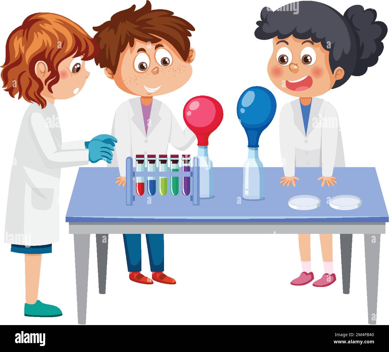 Student kids doing science experiment illustration Stock Vector Image ...