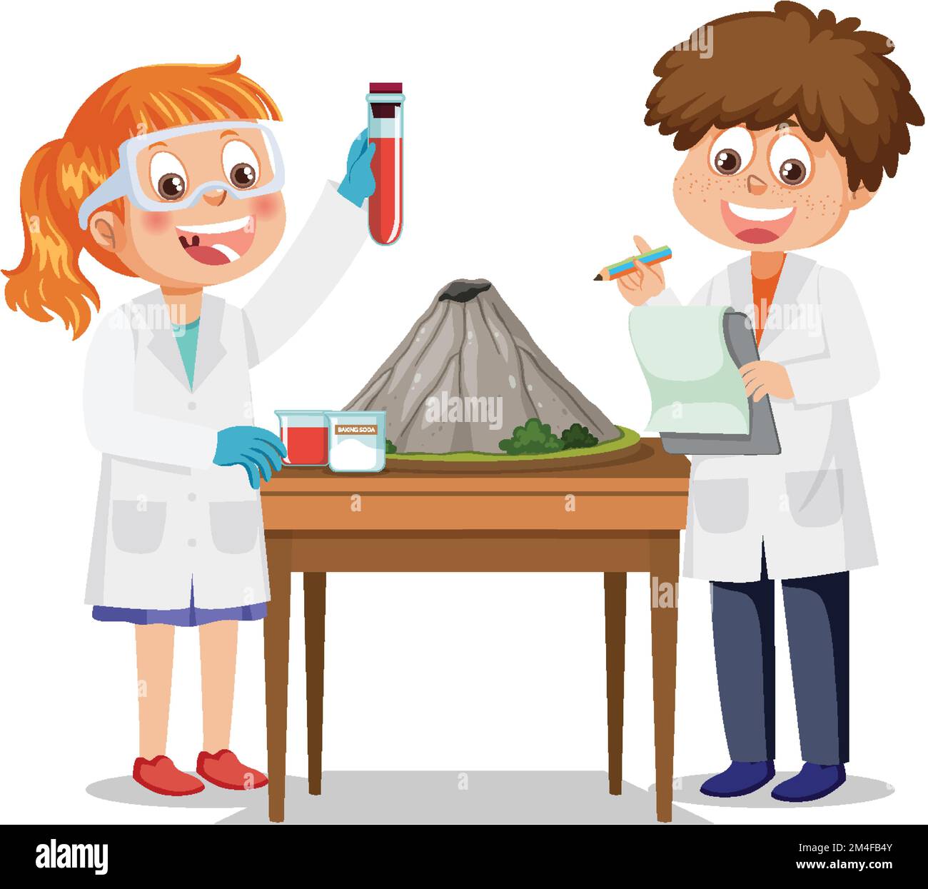 Student kids doing science experiment illustration Stock Vector Image ...