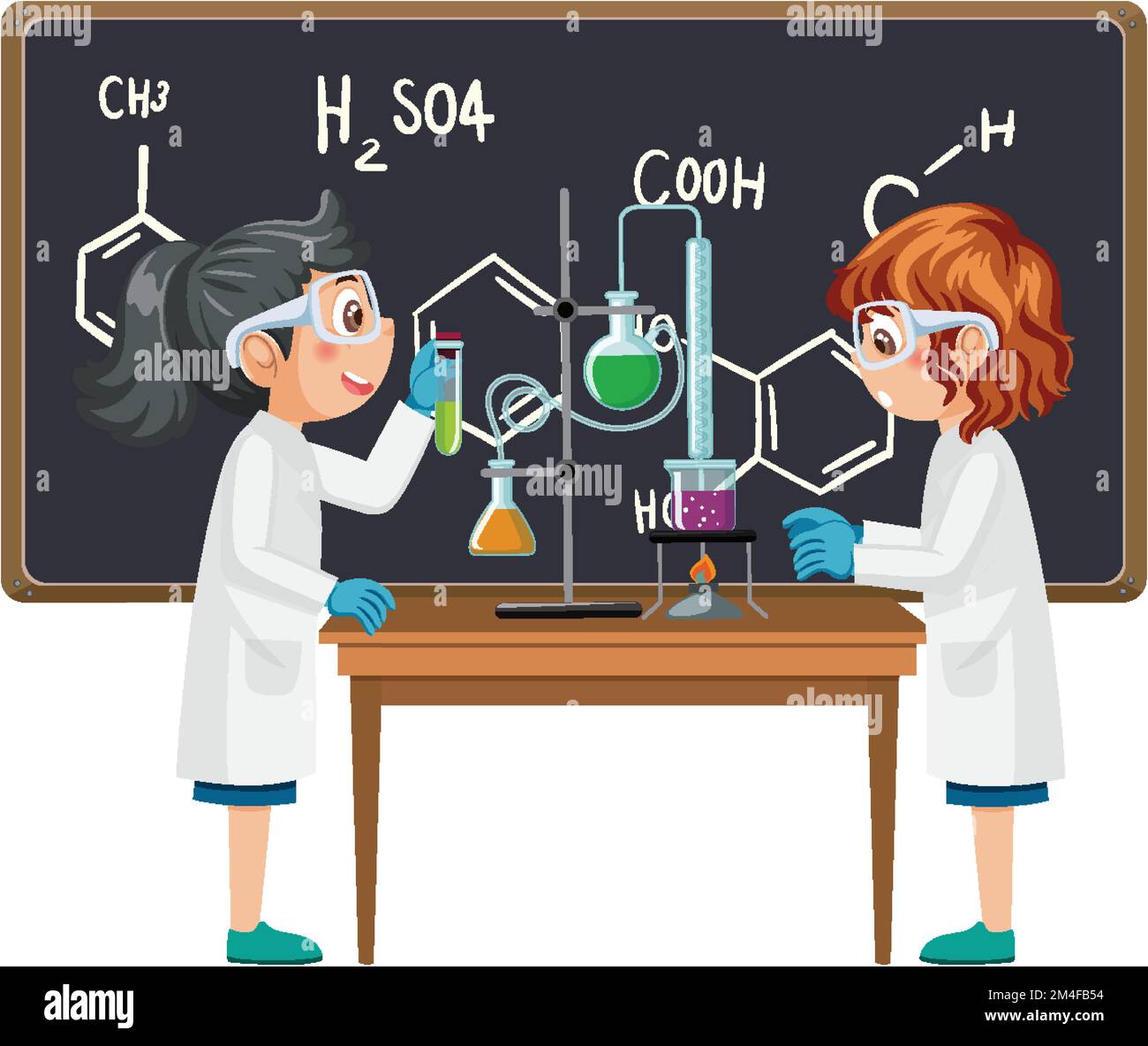 Scientist kids doing science experiment illustration Stock Vector Image ...