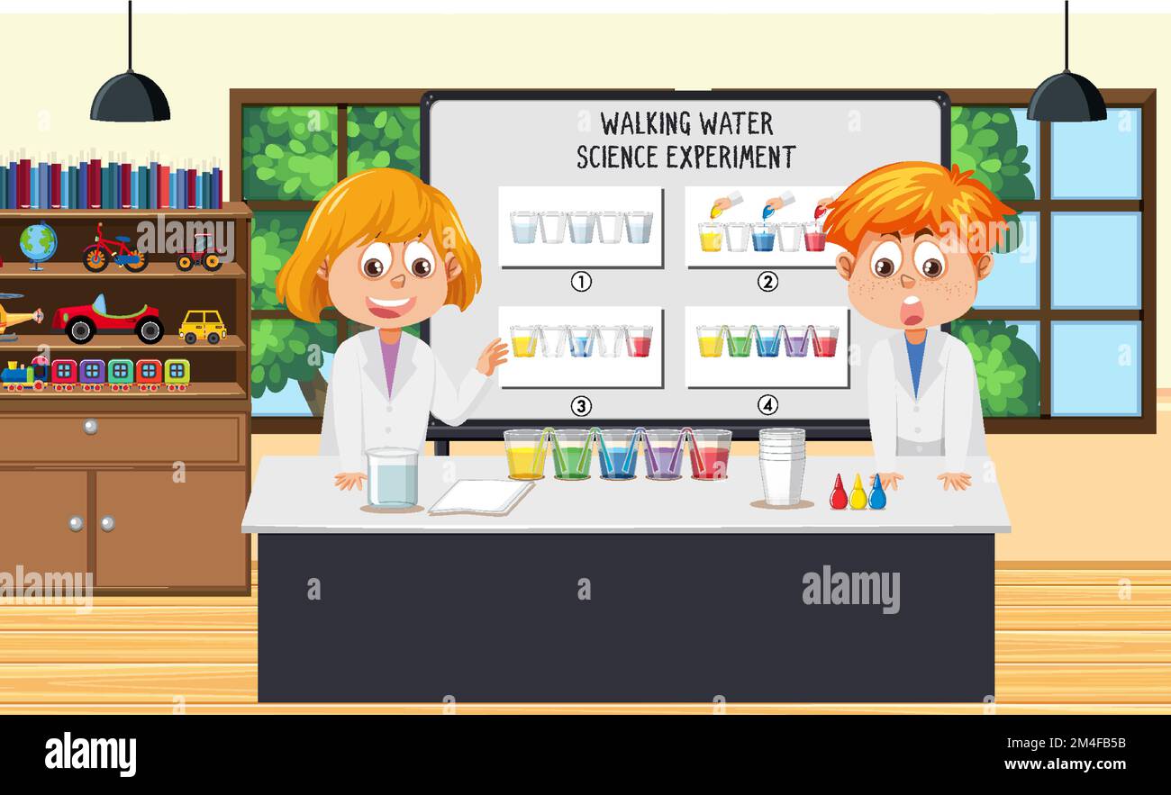 Walking Water Science Experiment illustration Stock Vector Image & Art ...