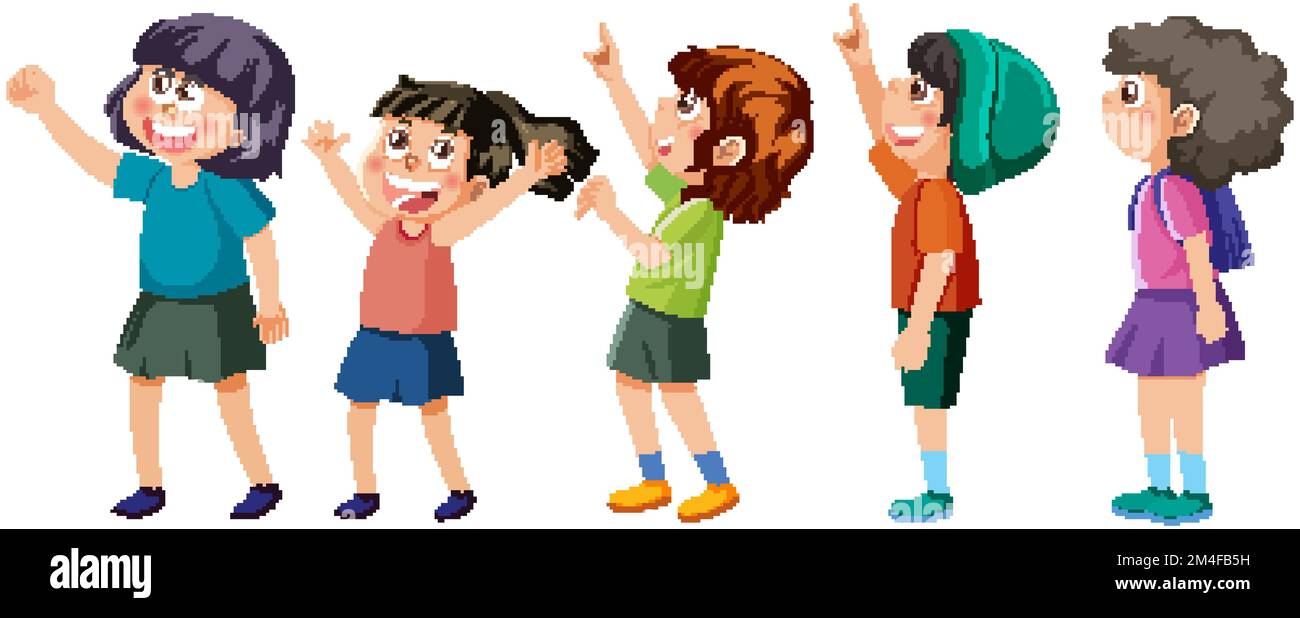 Five kids cartoon character illustration Stock Vector Image & Art - Alamy