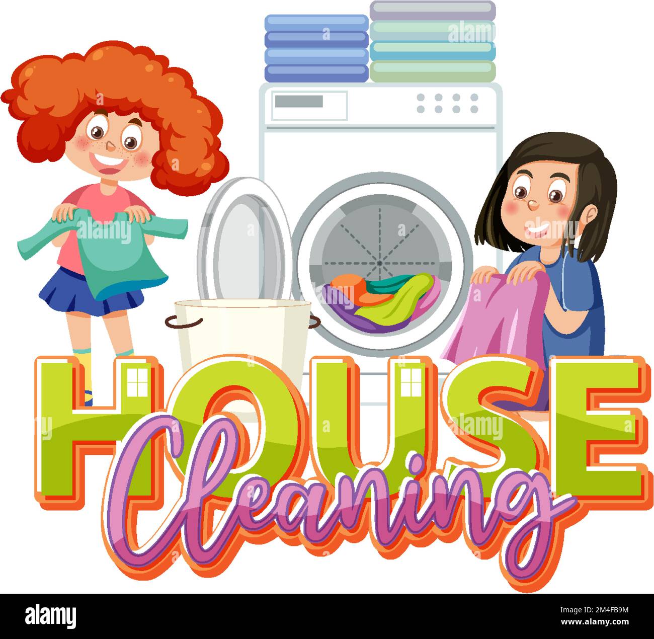House Cleaning text for banner or poster design illustration Stock ...