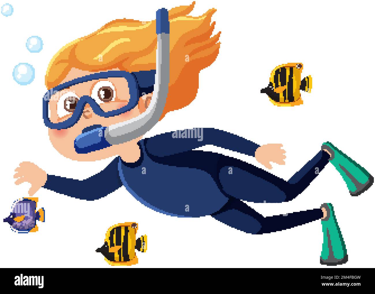 Cartoon illustration girl snorkeling mask Stock Vector Images - Alamy