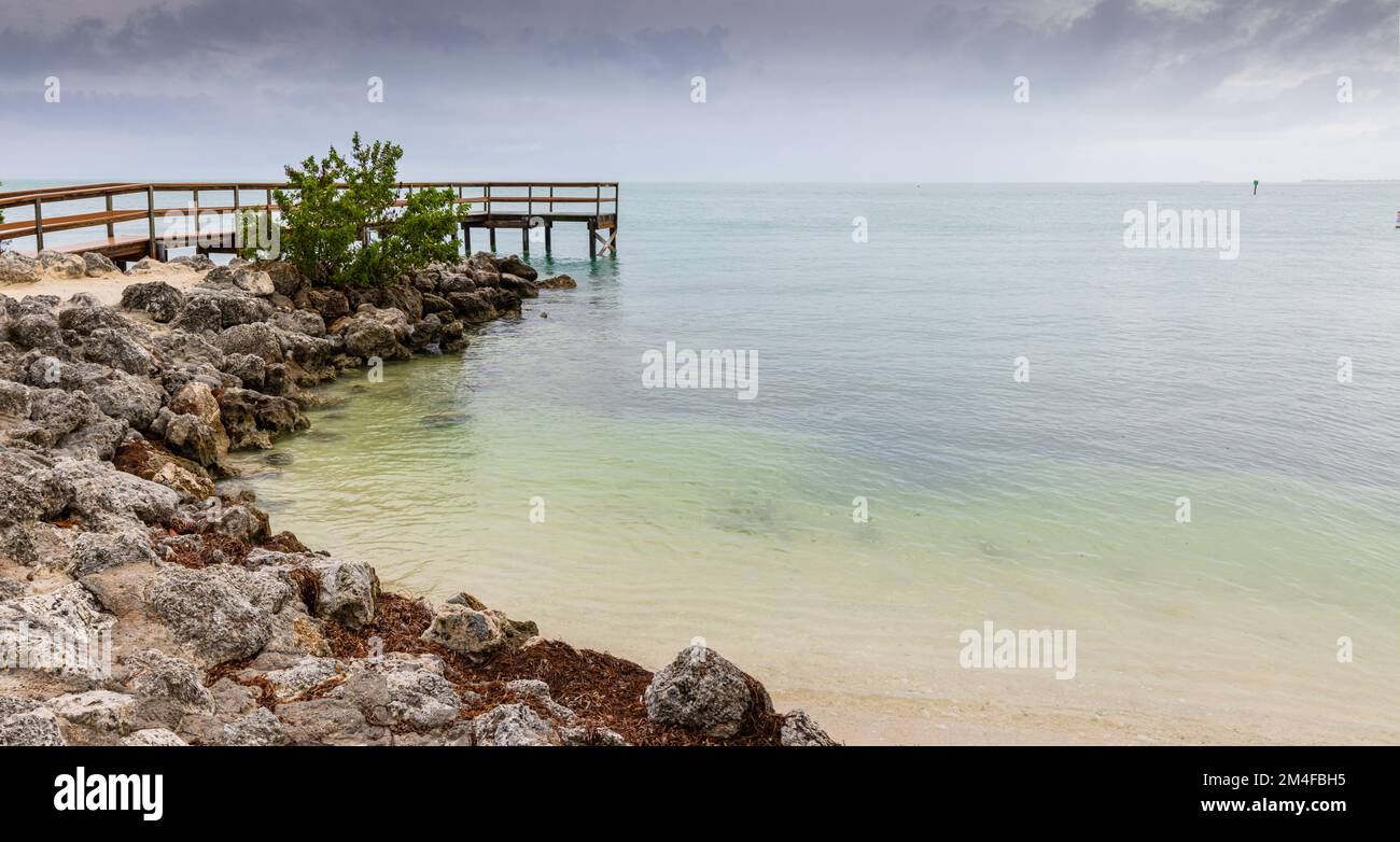 Fishing Pier at Sunset Park Beach, Key Colony Beach, Florida, USA Stock ...