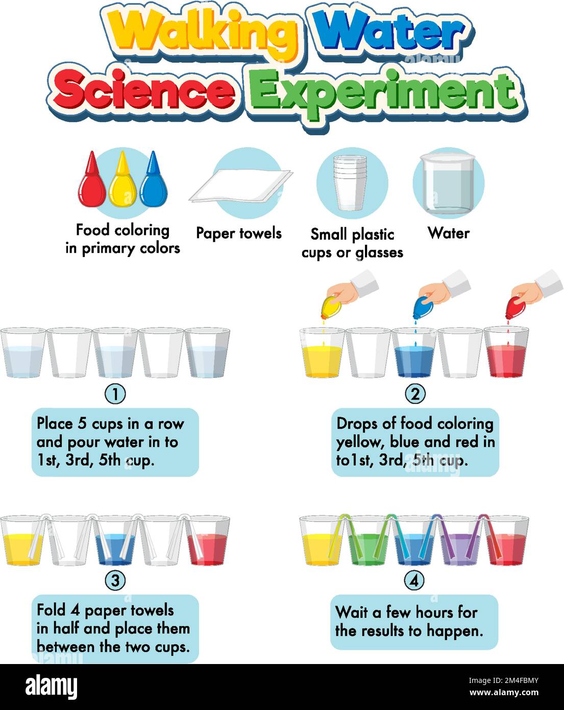 Walking Water Science Experiment illustration Stock Vector Image & Art ...