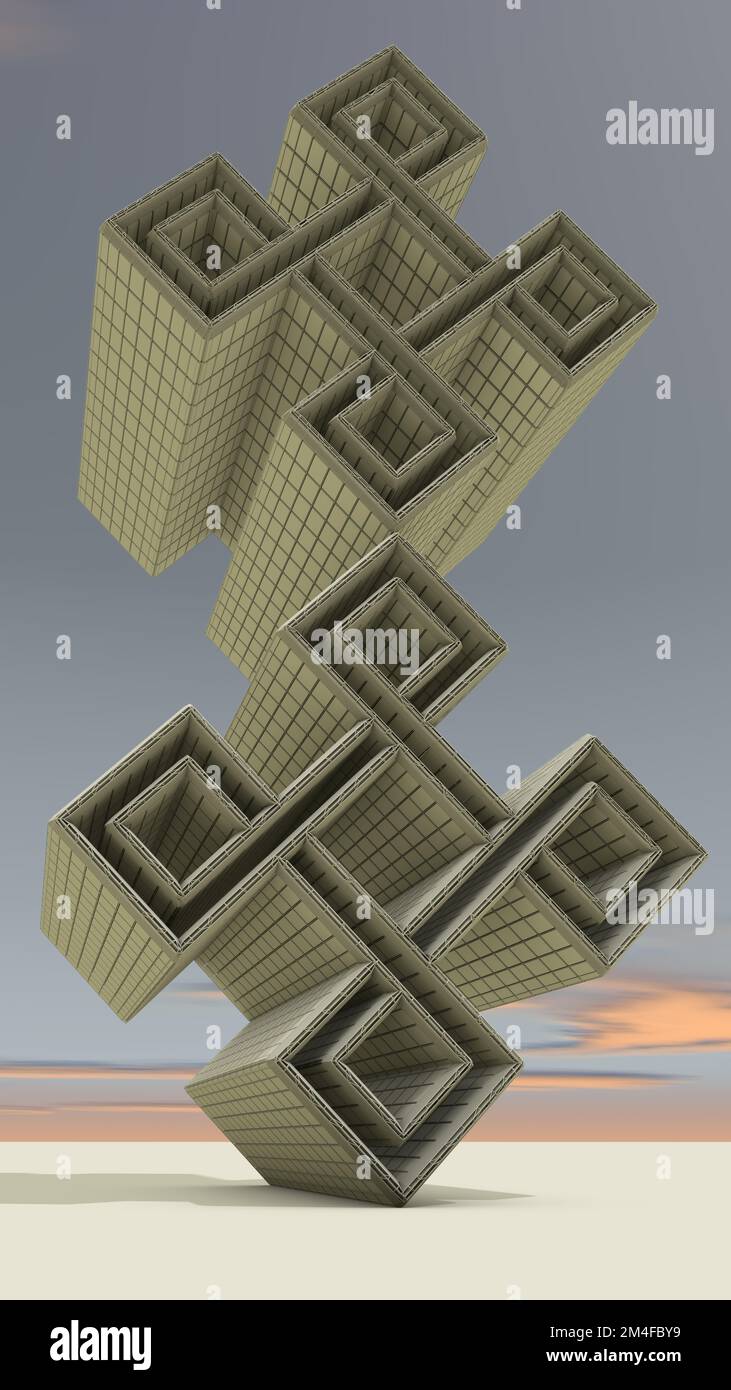 A 3D Illustration of an architectural structure based on a Christian ...