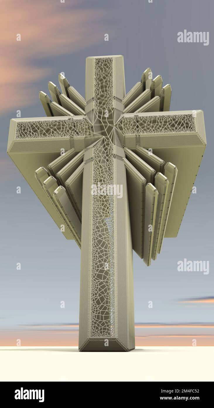 A 3D Illustration of an architectural structure based on a Christian ...