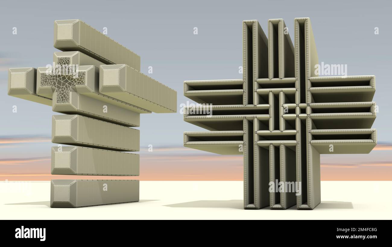 A 3D Illustration of an architectural structure based on a Christian ...