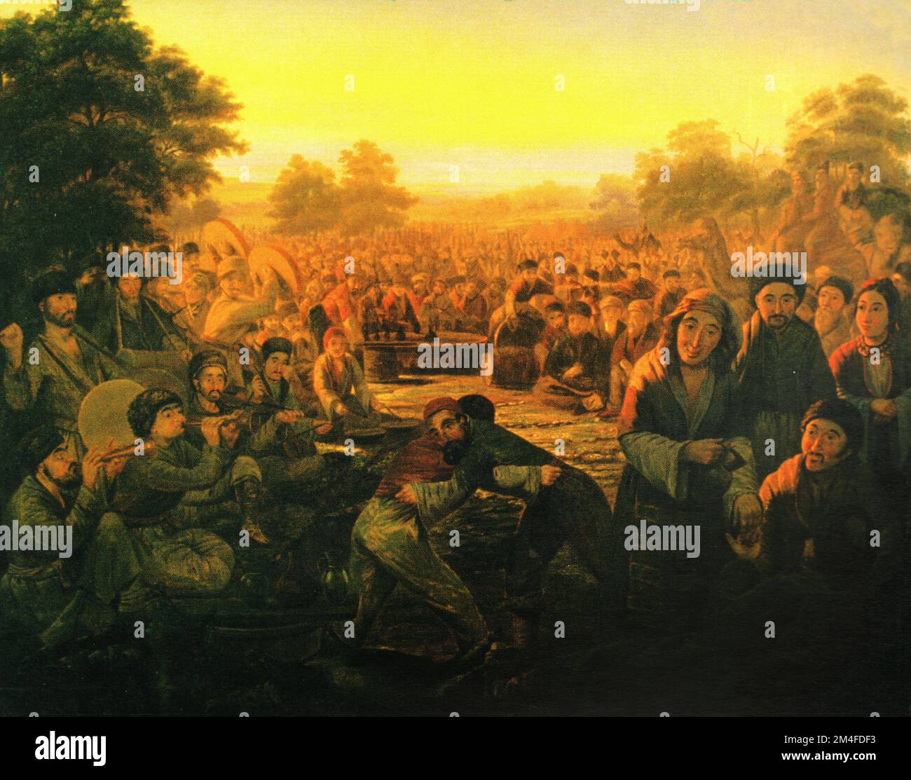 A duel of wrestlers at a Crimean Tatar wedding. Painter Wilhelm ...