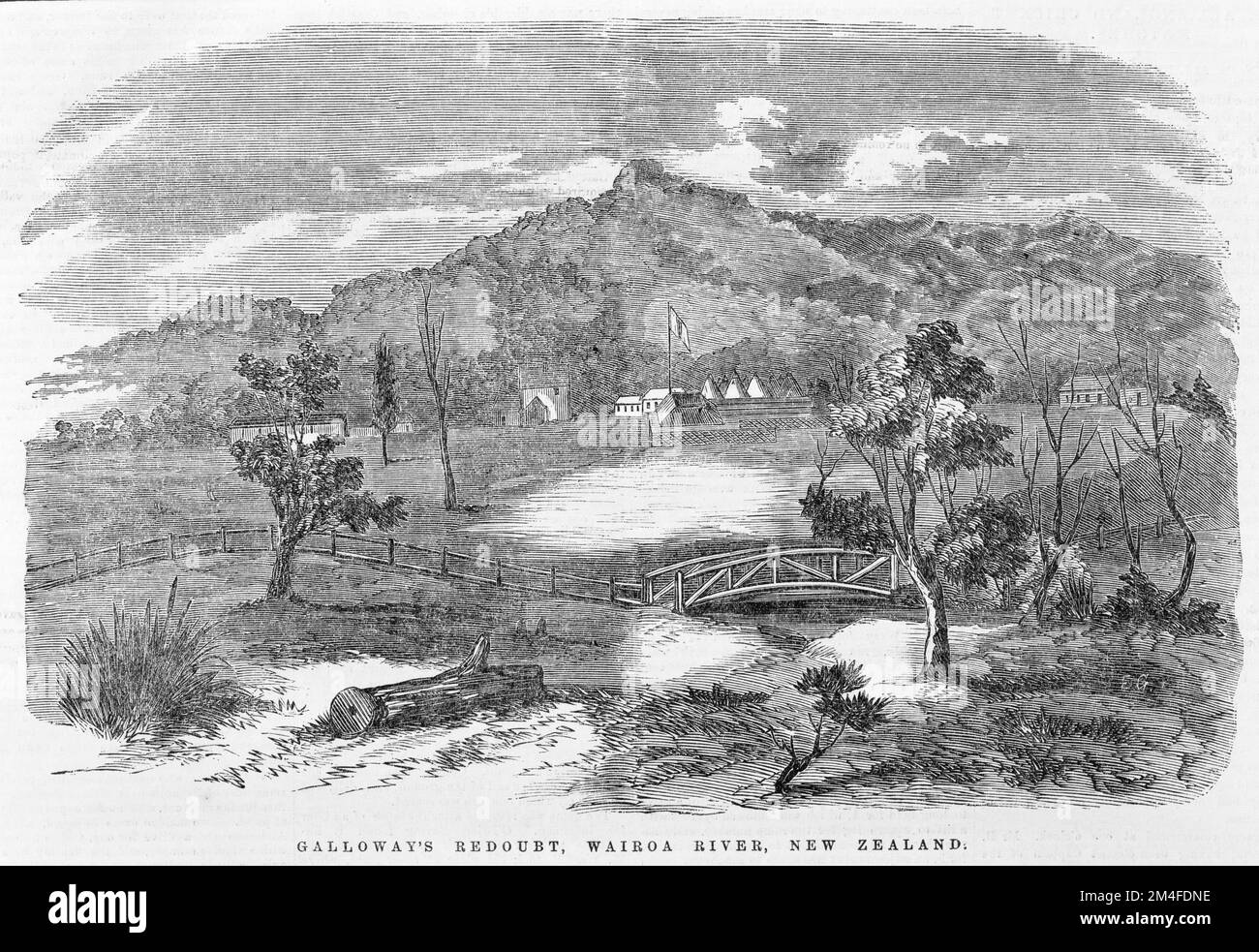 Galloway's Redoubt, Wairoa River, New Zealand in 1864 Stock Photo - Alamy